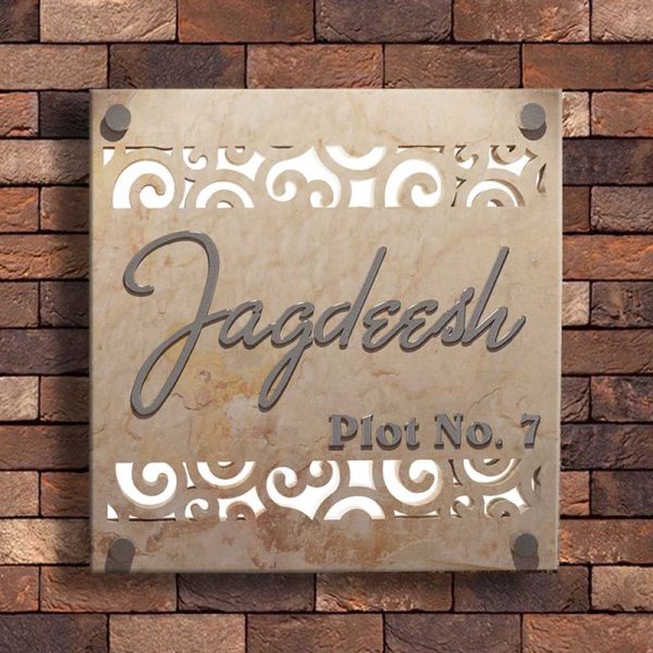 Slate Stone & Stainless Steel Villa Name Plate – The Signage Art