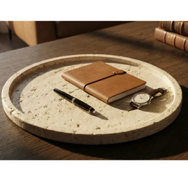 Earth Round Tray in Travertine – The Signage Art